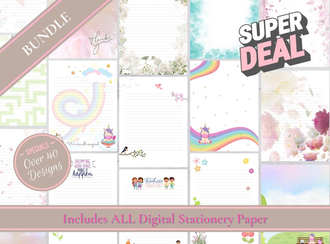 Deluxe Printable Stationery Bundle: Letter Writing Paper - Etsy