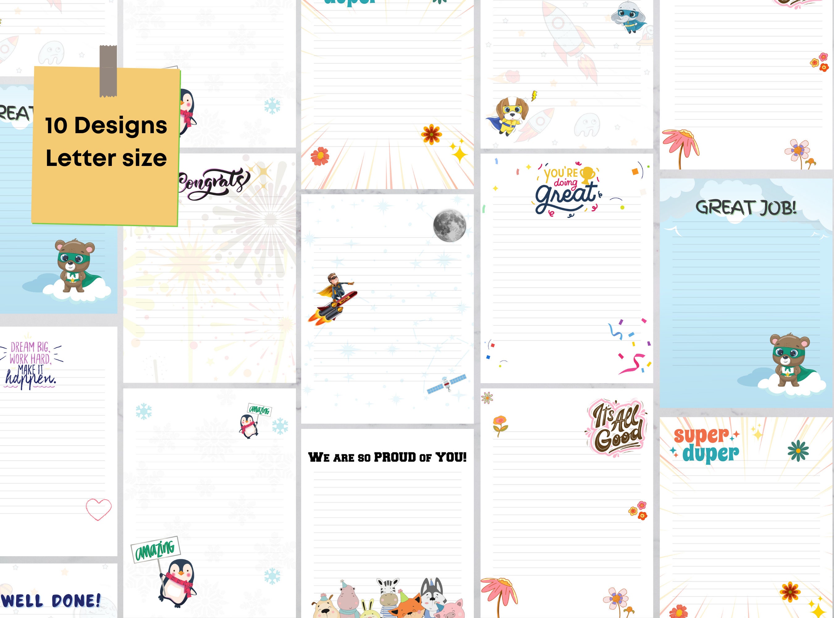 Positive Teachers' Notes Printable Stationery Paper Bundle - Student ...