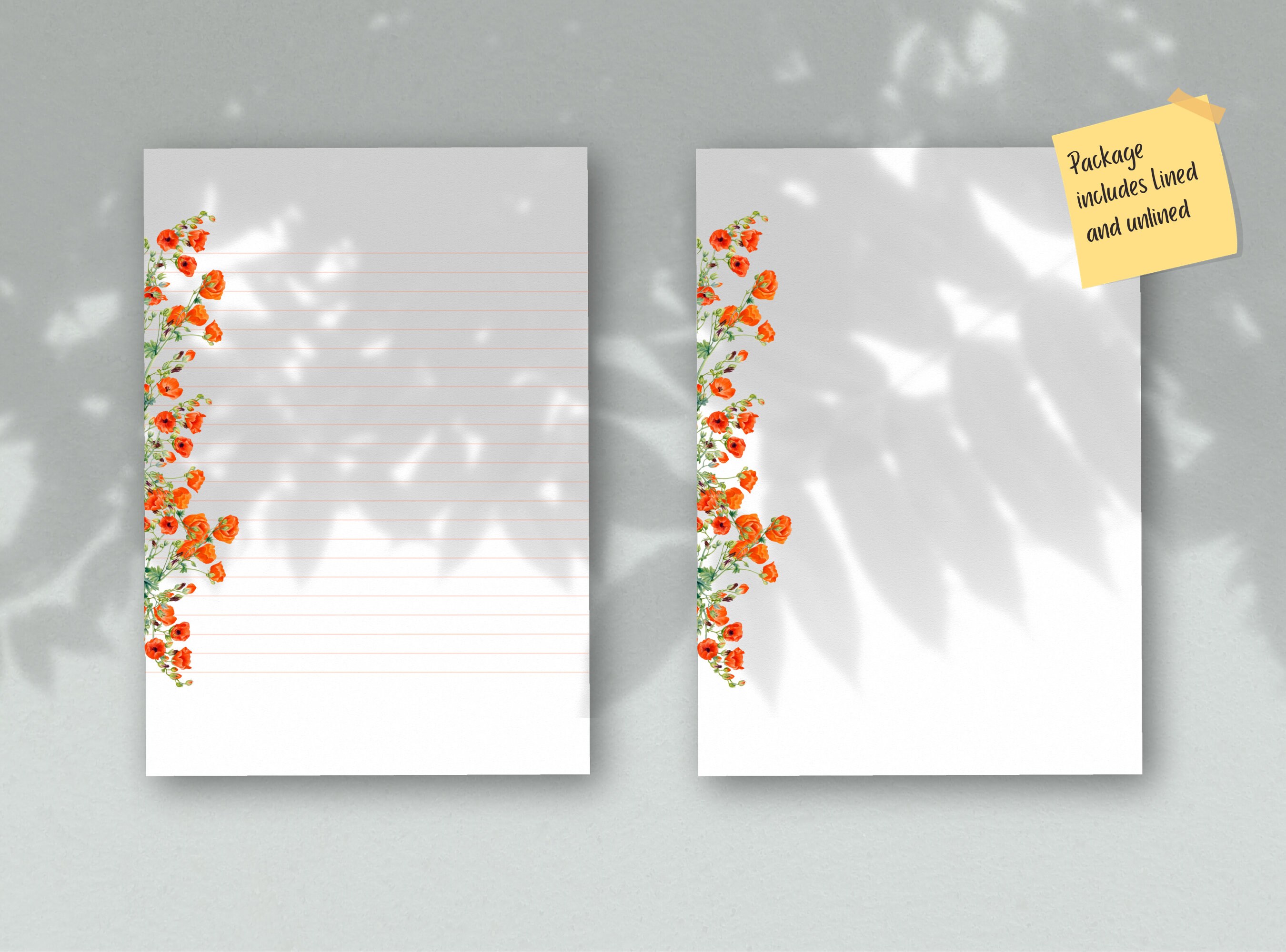 Poppies Flowers Letter Writing Paper - Printable Stationery - Love ...