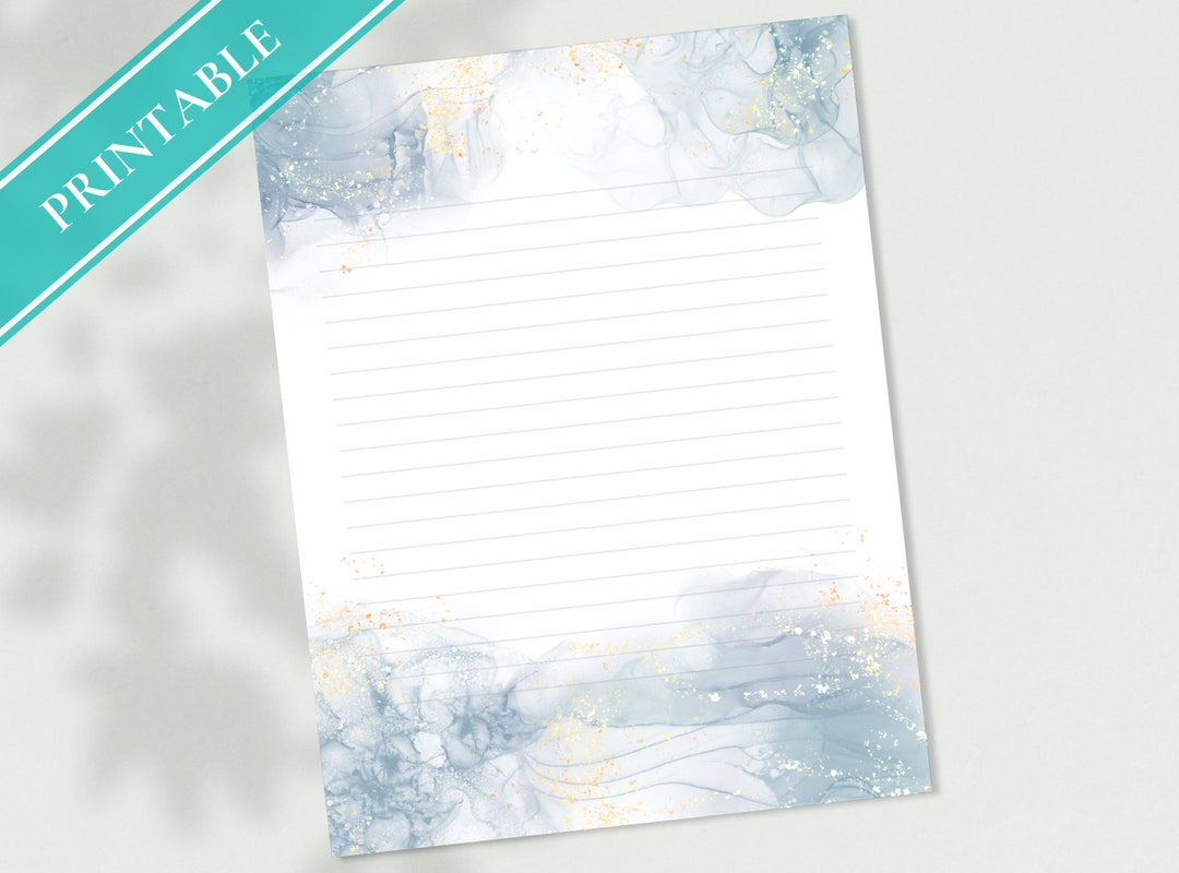 Pretty Blue Alcohol Ink, Printable Stationery Paper - Light Color ...