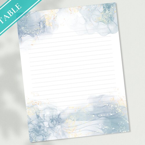 Printable Stationery Lined Paper Watercolor Book Background - Etsy