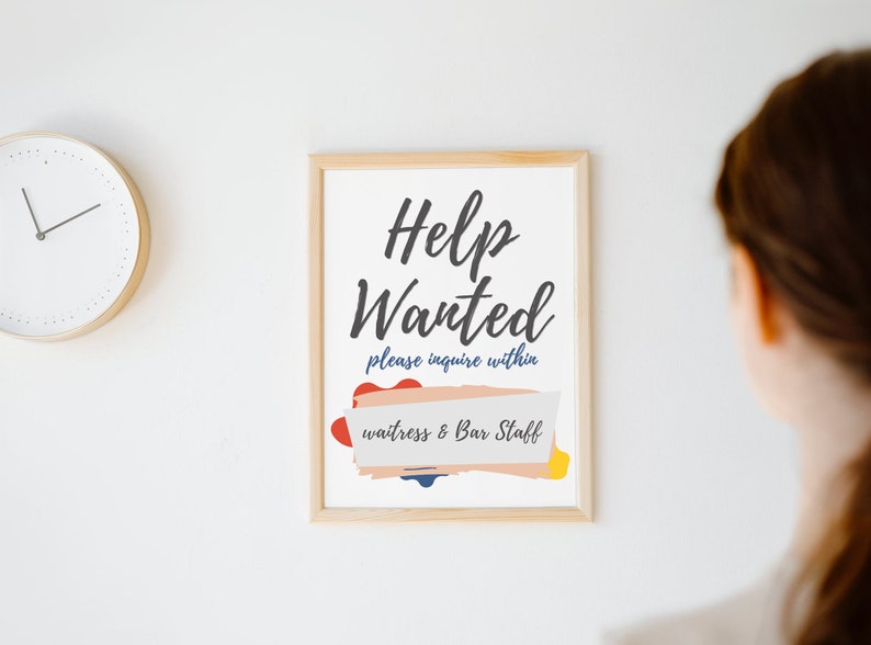 HELP WANTED Sign - We Are Hiring Printable Sign, Help Door Sign ...