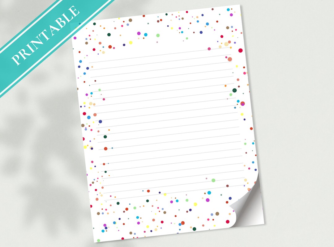 Colorful Polka Dots Stationery - Printable Letter Writing Paper (PDF ...