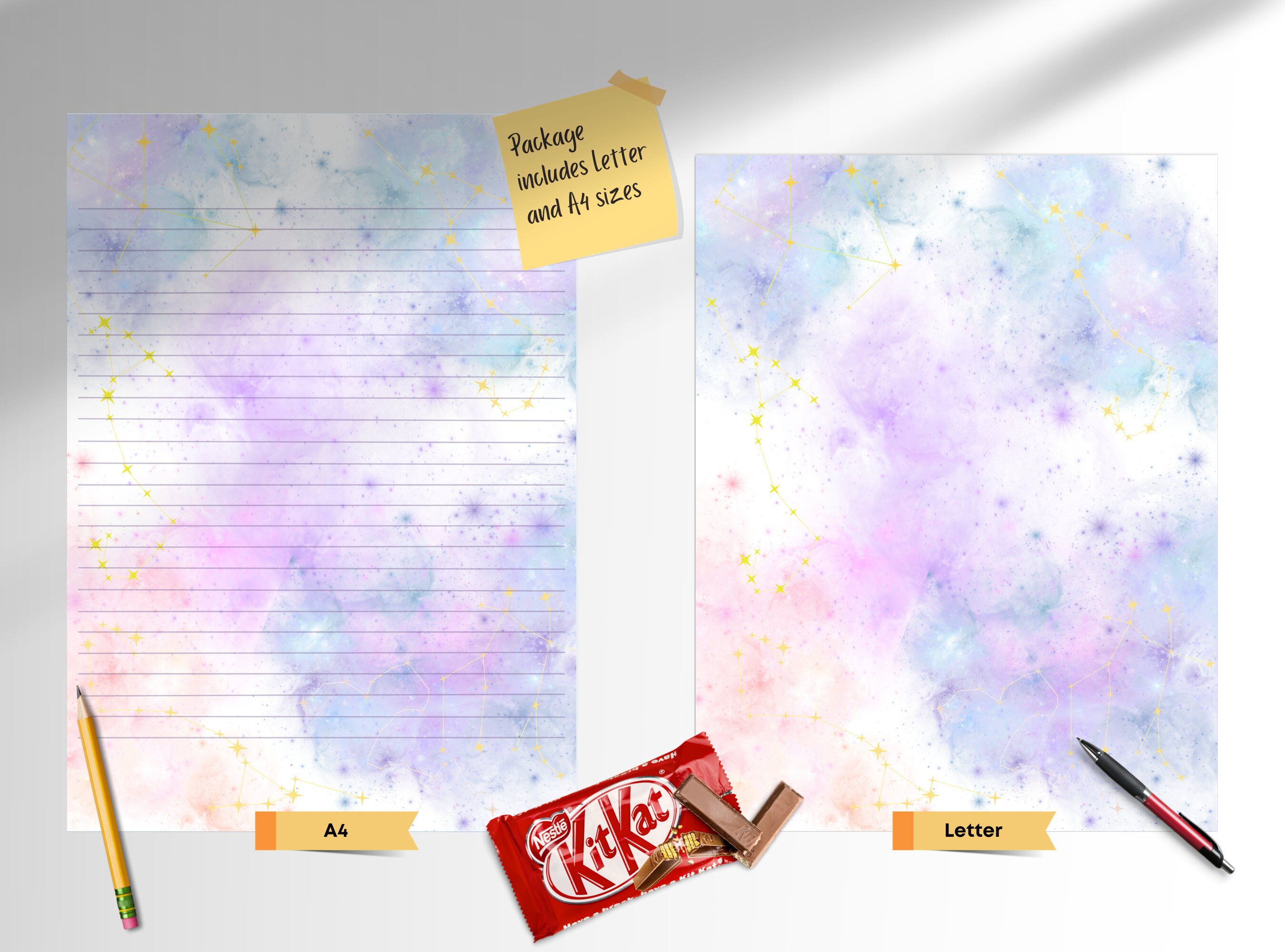 Purple Sky Letter Writing Paper Printable Stationery Love Letter ...