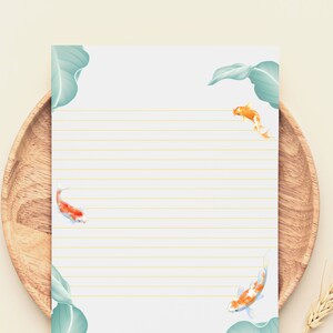 Koi Fish Letter Writing Paper - Printable Stationery - Love Letter ...