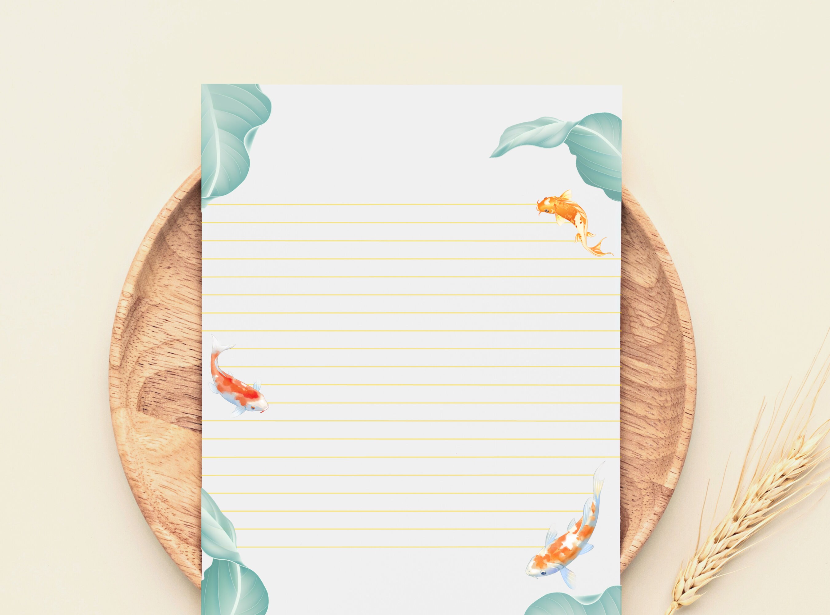 Koi Fish Letter Writing Paper Printable Stationery Love Letter, Journal ...
