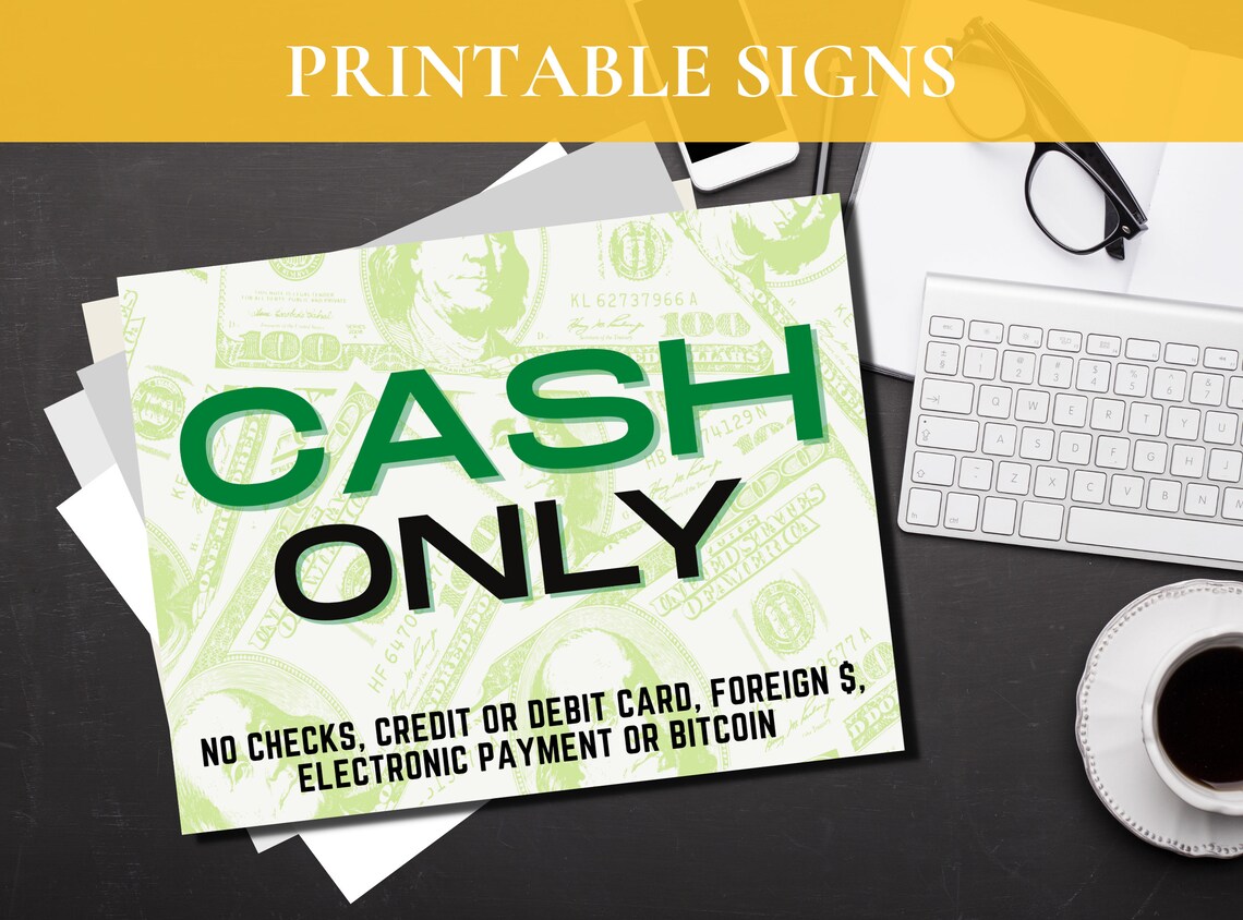 CASH ONLY Payment Sign, Printable Sign, Digital Sign, Humor Funny - Etsy