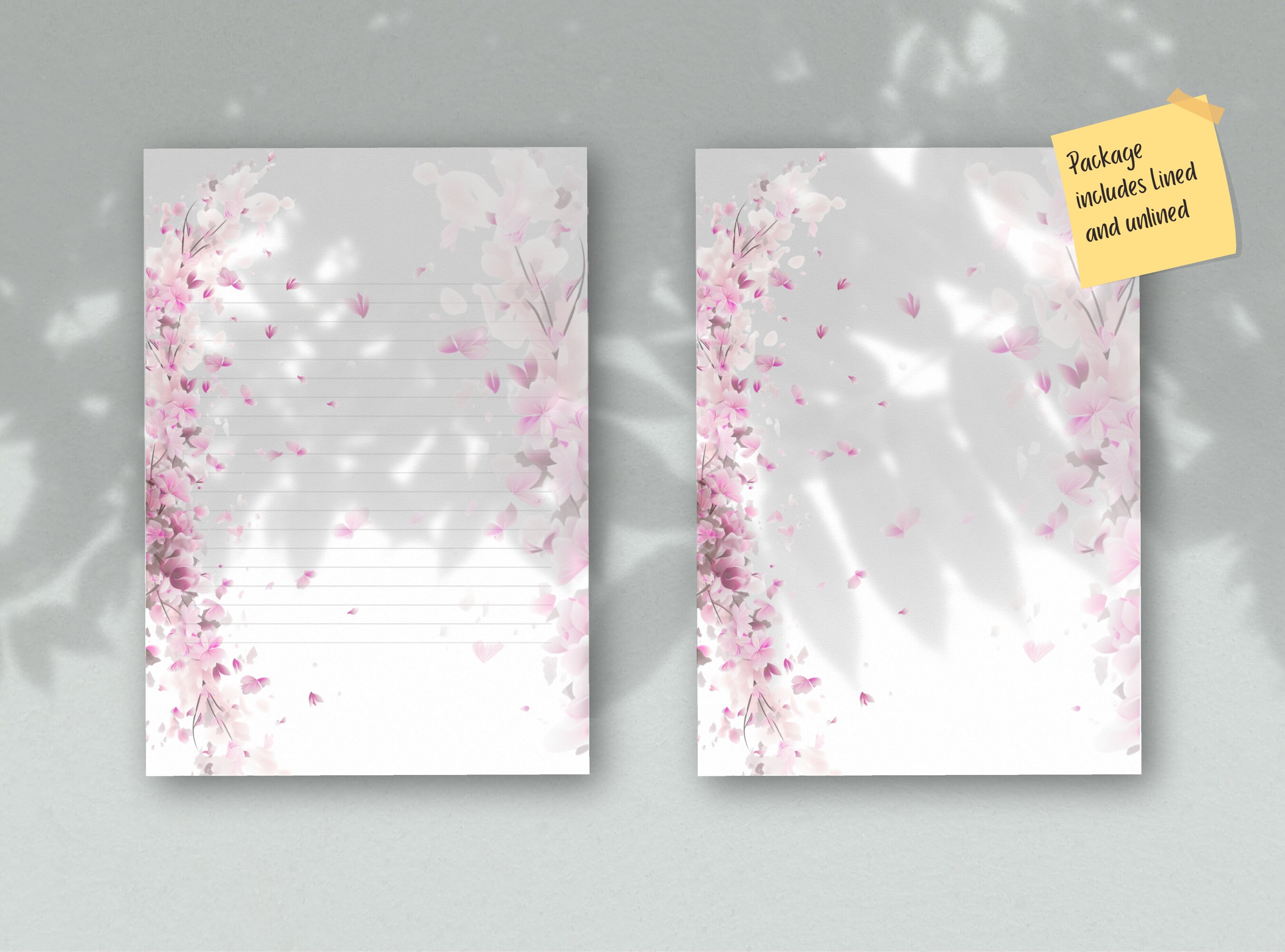Cherry Blossoms Letter Writing Paper Printable Stationery Paper Pink ...