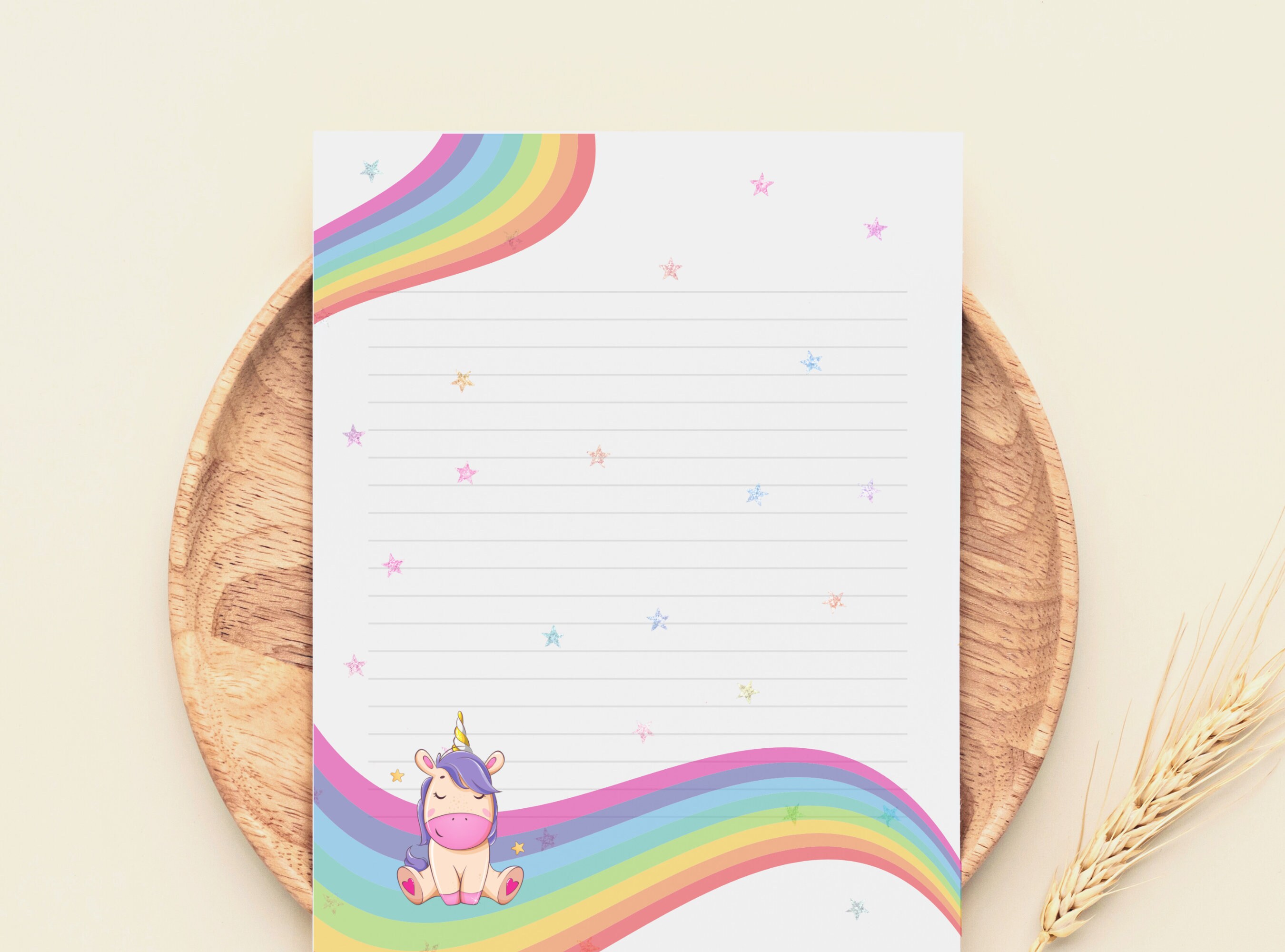 Rainbow Unicorn Printable Stationery Paper - Cute Happy Magic Paper ...