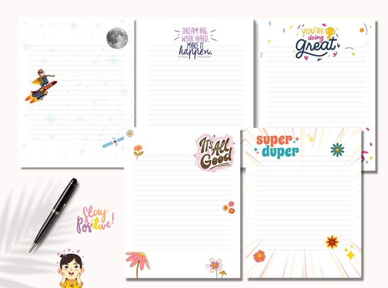 Positive Teachers' Notes Printable Stationery Paper Bundle - Student ...