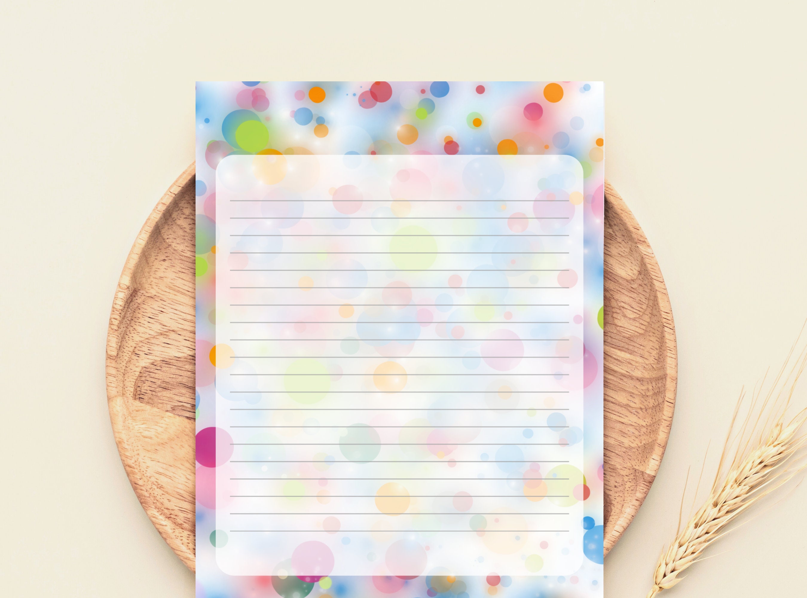 Bubbles Glow Printable Stationery Paper Colorful Bubbles, Party Journal ...
