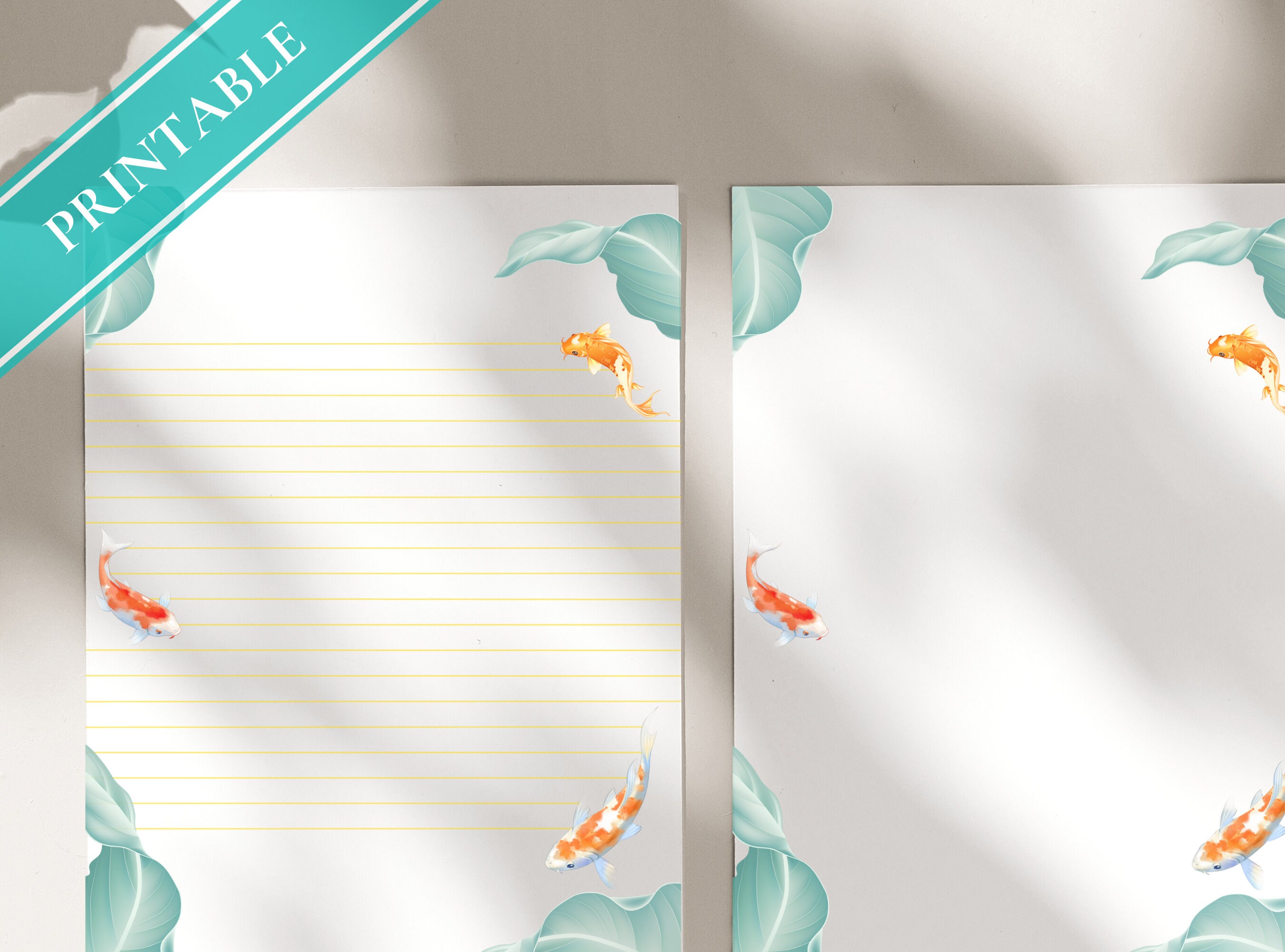 Koi Fish Letter Writing Paper Printable Stationery Love Letter, Journal ...