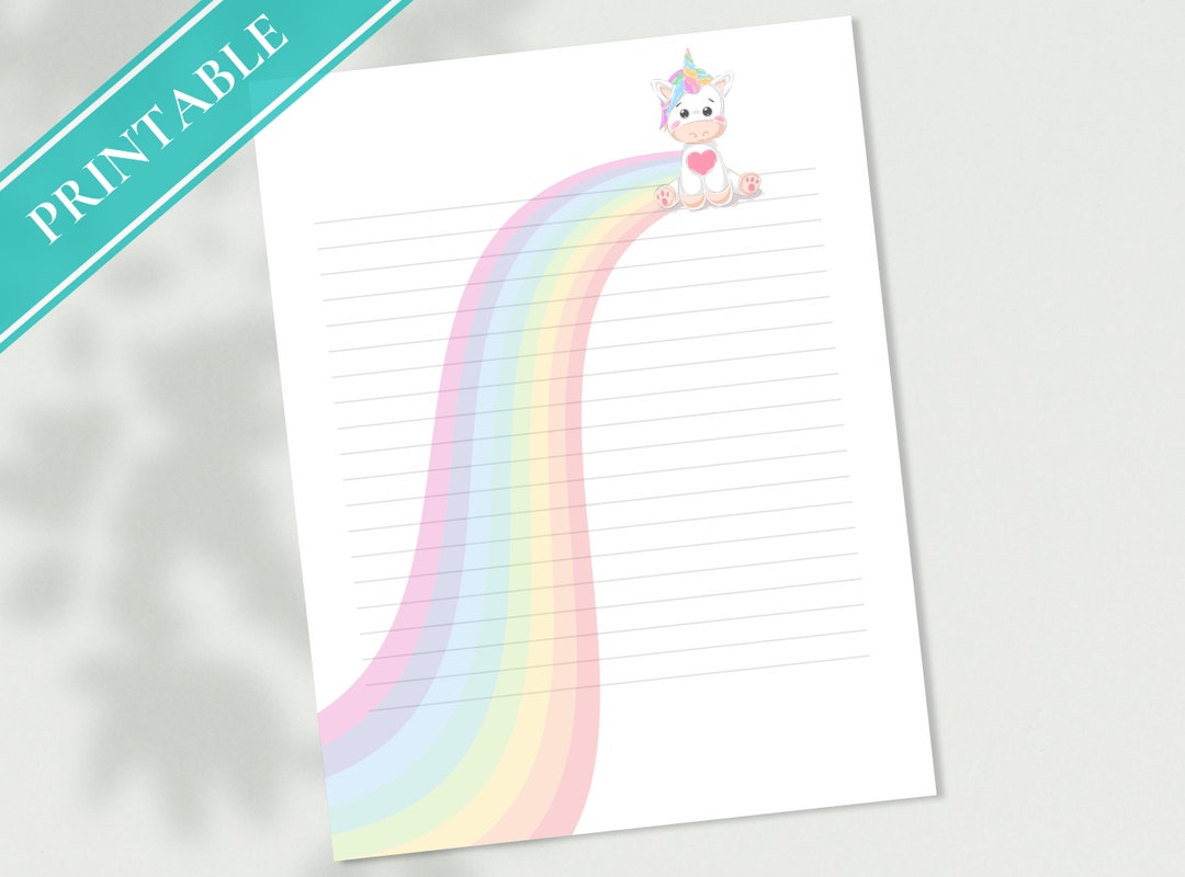 Unicorn Rainbow Printable Stationery Paper Cute Colorful - Etsy Unicorn Rainbow Printable Stationery Paper Cute Colorful - Etsy