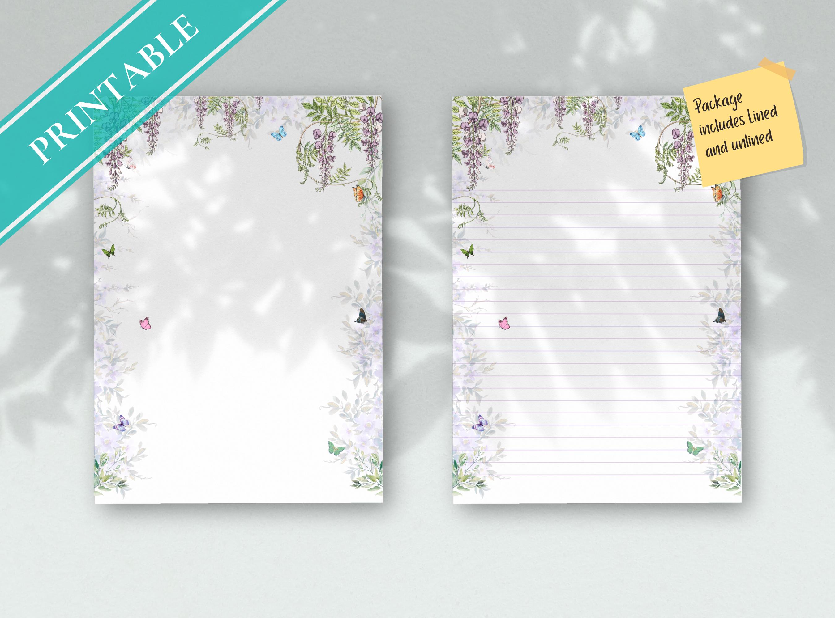 Wisteria Floral Stationery – Printable Letter Writing Paper (PDF) - Etsy