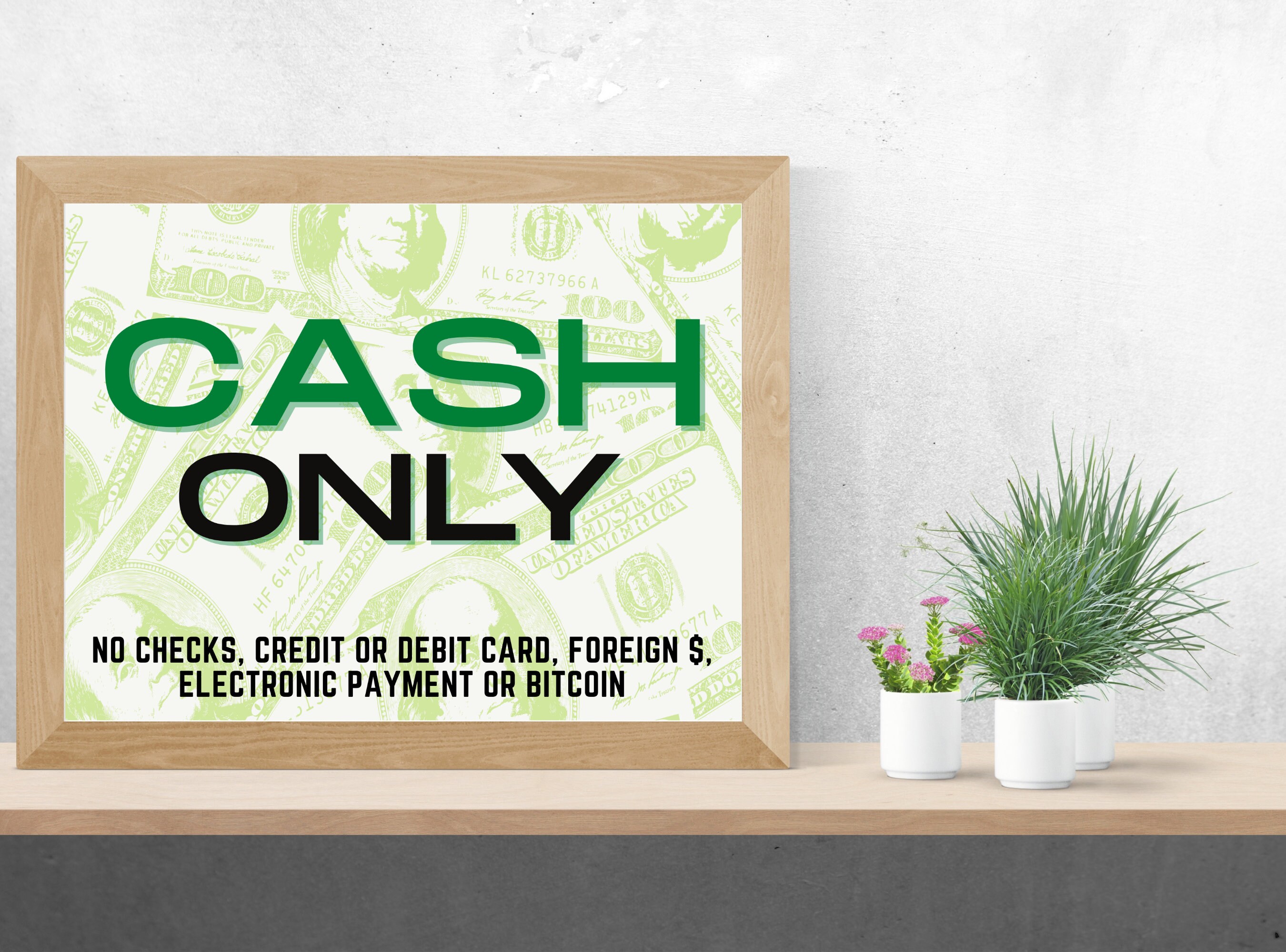 CASH ONLY Payment Sign, Printable Sign, Digital Sign, Humor Funny - Etsy