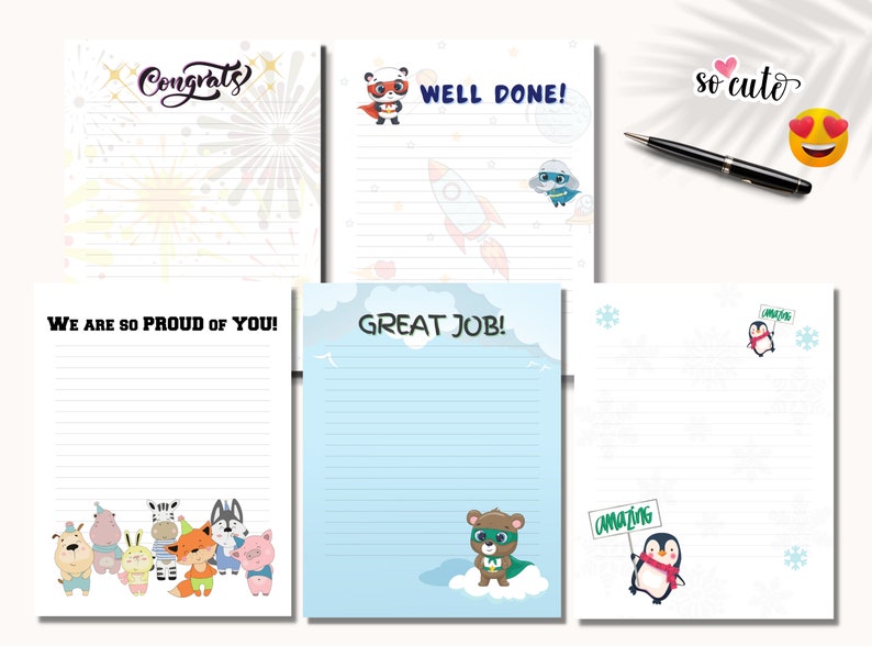 Positive Teachers' Notes Printable Stationery Paper Bundle - Student ...