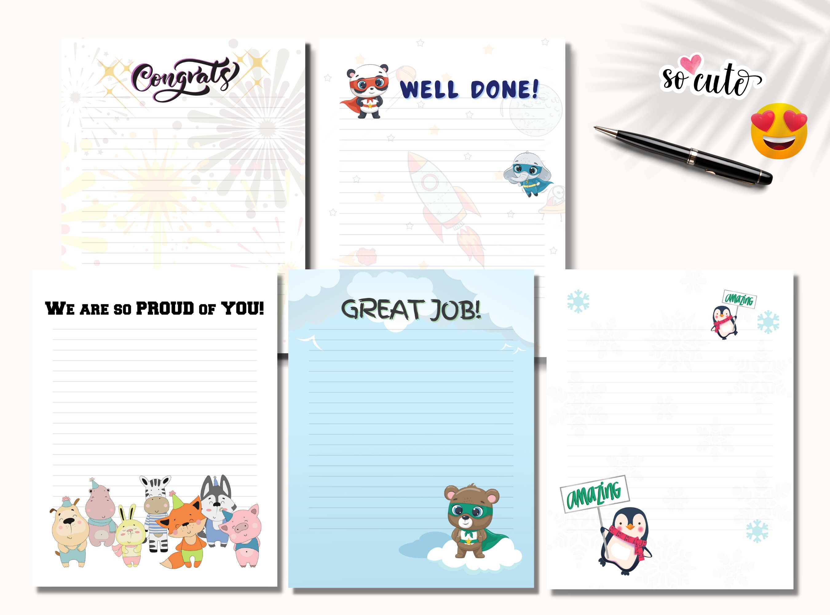 Positive Teachers' Notes Printable Stationery Paper Bundle - Student ...