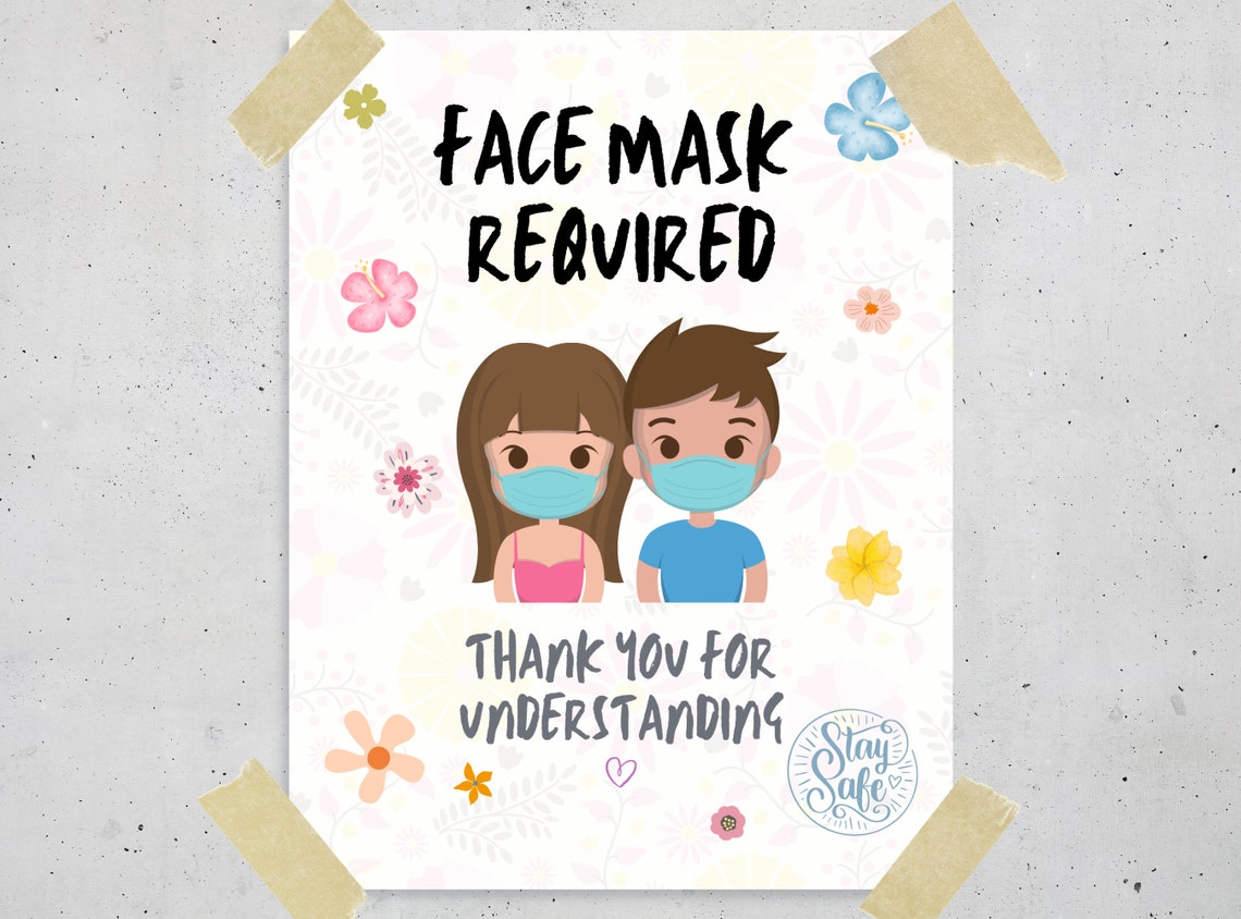FACE MASK REQUIRED Sign Printable Mask Sign Mask Door Sign - Etsy