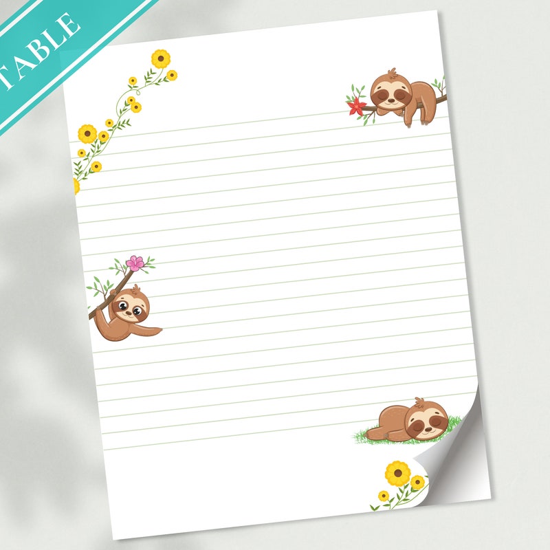 Writing Set With Sloth - Etsy