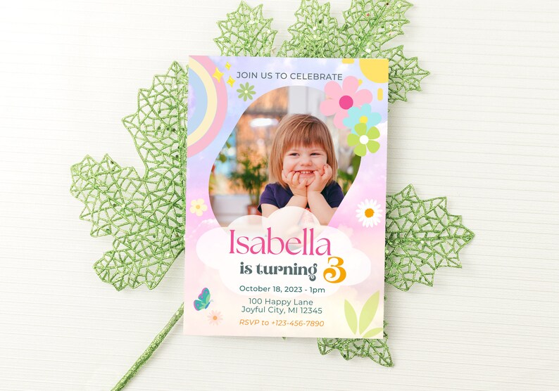 Rainbow Kids Birthday Party Invitation Template picture Invite, Pastels ...