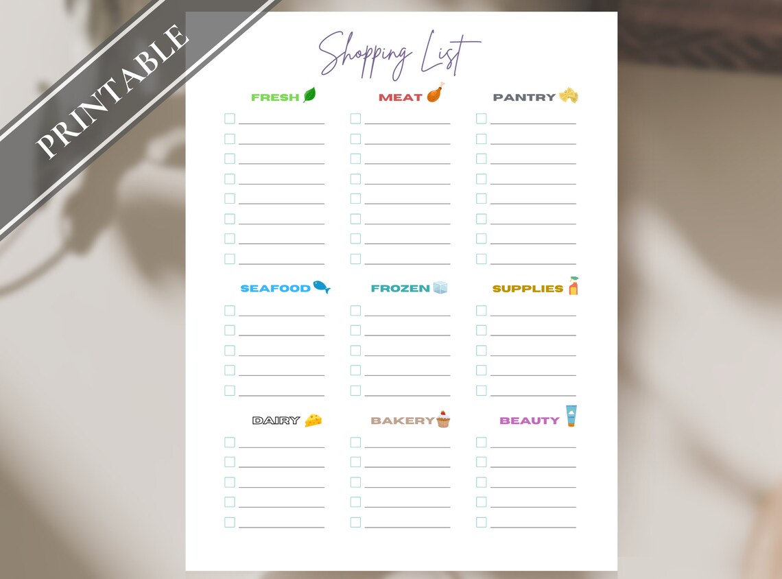 Shopping Grocery List - Printable Groceries List, Simple Shopping List ...