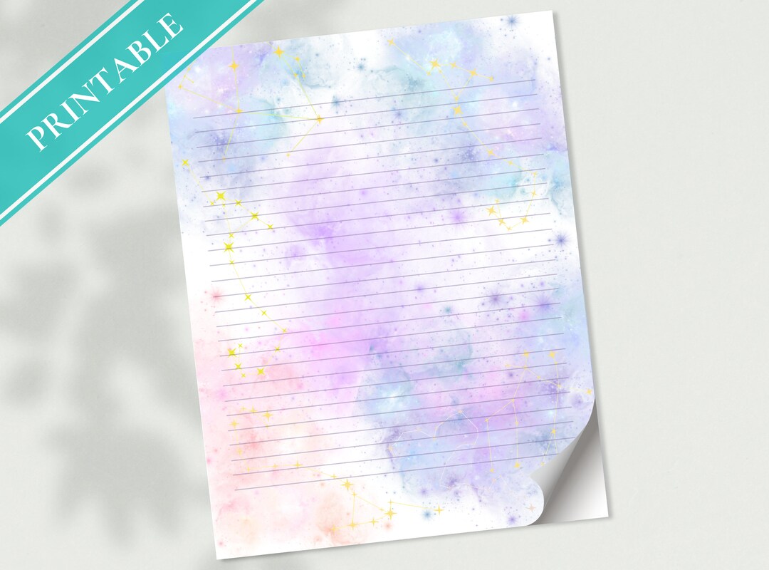 Purple Sky Letter Writing Paper Printable Stationery Love Letter ...