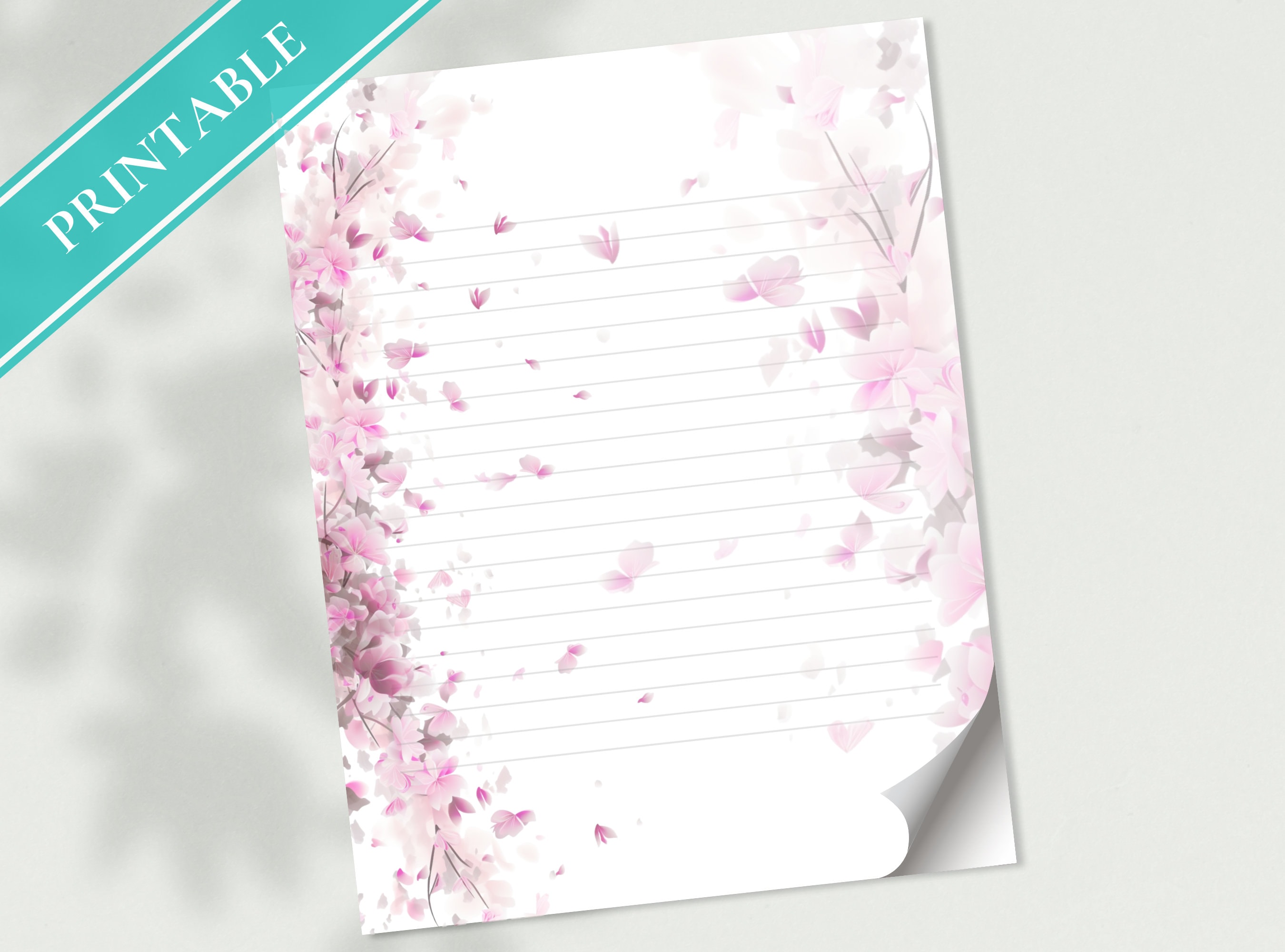 Cherry Blossoms Letter Writing Paper Printable Stationery Paper Pink ...