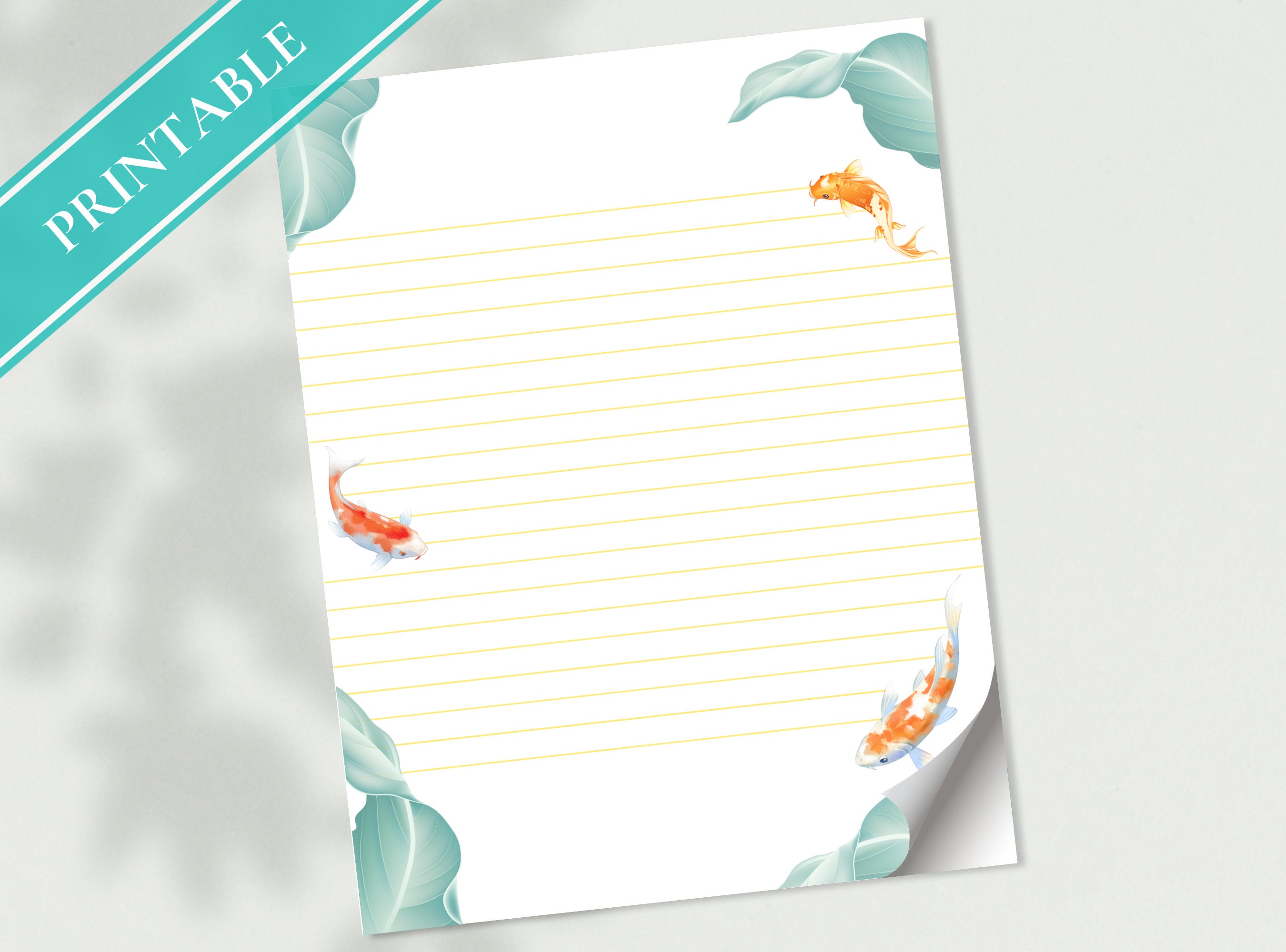 Koi Fish Letter Writing Paper Printable Stationery Love Letter, Journal ...