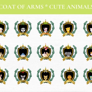 CUTE ANIMALS CLIPART Crest, Seal, Emblem, Logos, Labels, Stickers, Name ...
