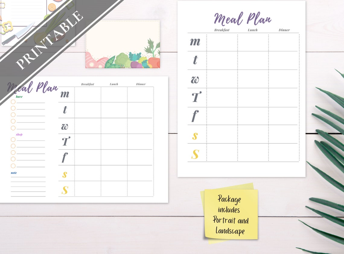Simple Meal Plan Printable Weekly Goodnotes Meal Plan, Lunch Dinner ...