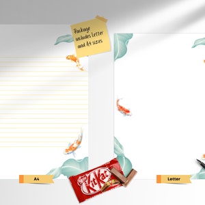 Koi Fish Letter Writing Paper - Printable Stationery - Love Letter ...