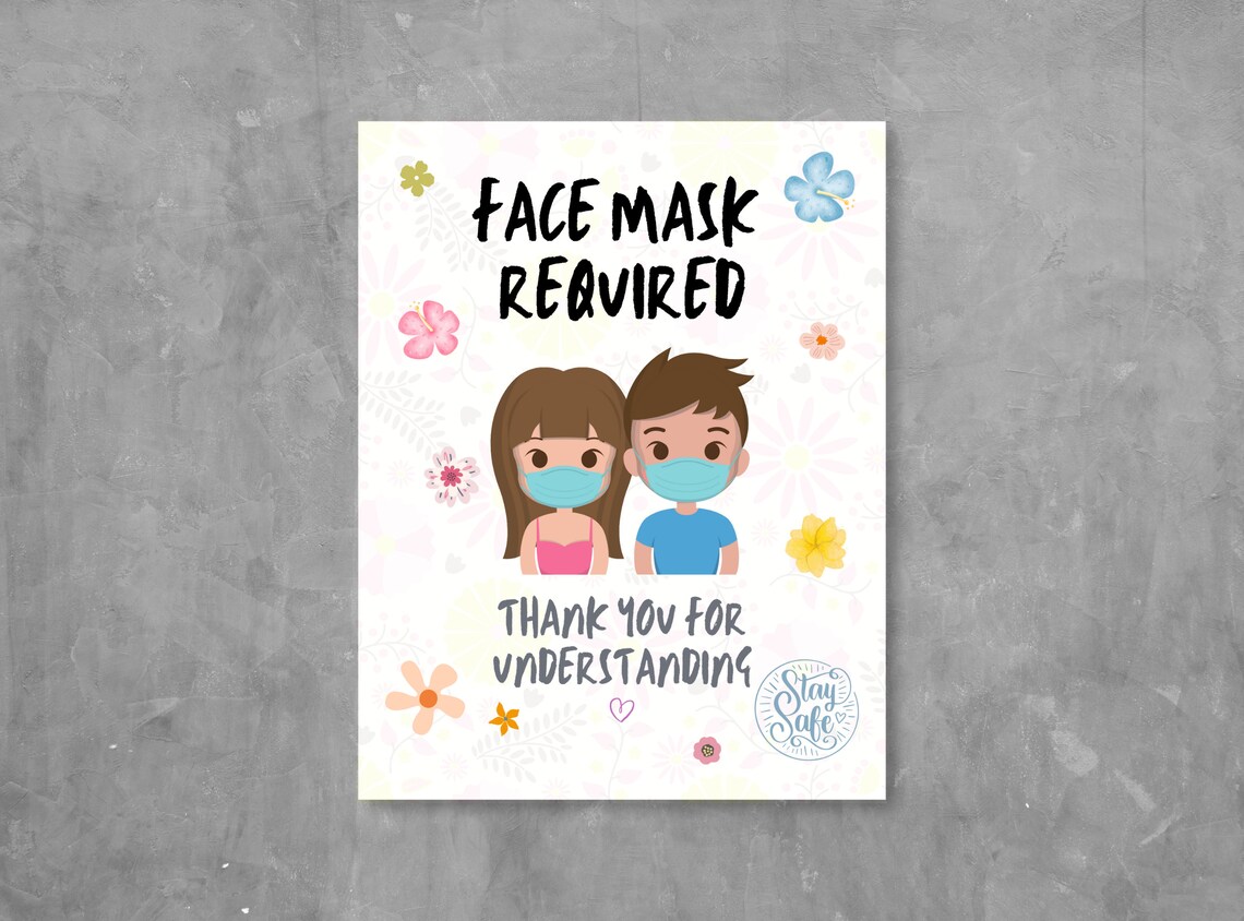FACE MASK REQUIRED Sign Printable Mask Sign Mask Door Sign - Etsy