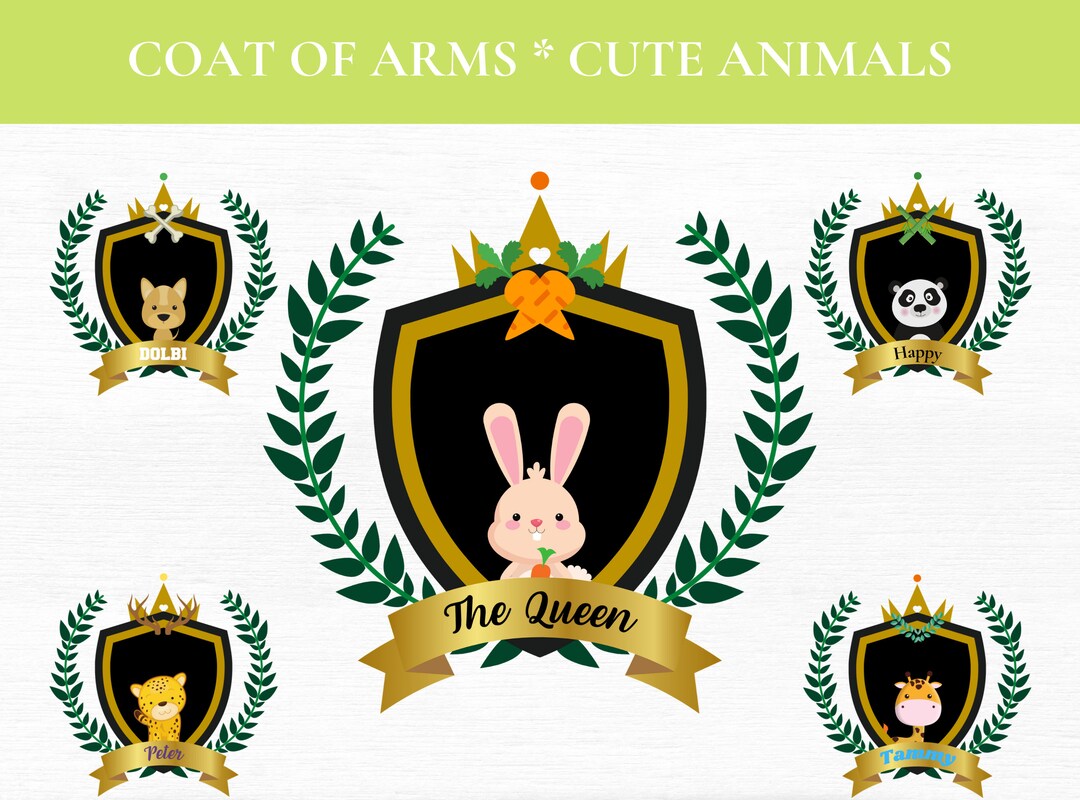 CUTE ANIMALS CLIPART Crest, Seal, Emblem, Logos, Labels, Stickers, Name ...