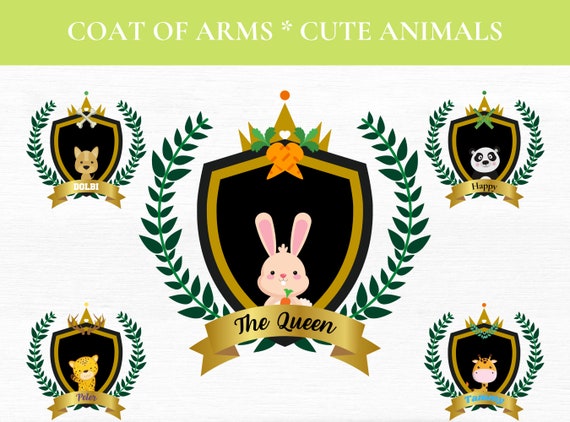 CUTE ANIMALS CLIPART Crest Seal Emblem Logos Labels Name | Etsy