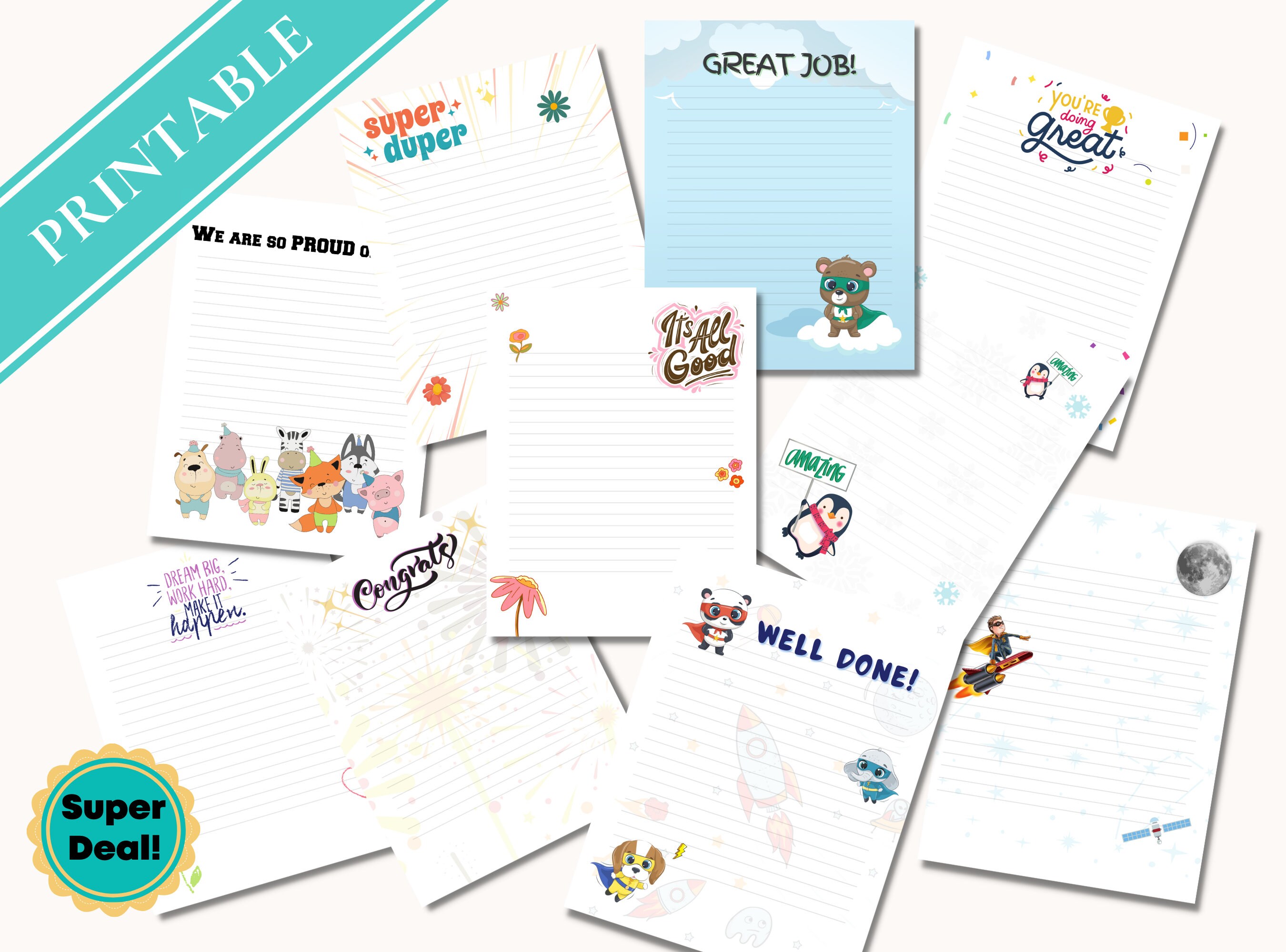 Positive Teachers' Notes Printable Stationery Paper Bundle - Student ...