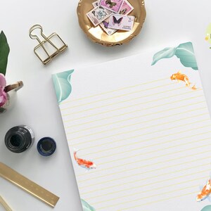 Koi Fish Letter Writing Paper - Printable Stationery - Love Letter ...