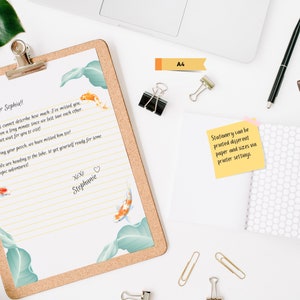 Koi Fish Letter Writing Paper - Printable Stationery - Love Letter ...