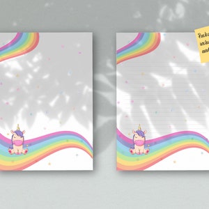 Rainbow Unicorn Printable Stationery Paper - Cute Happy Magic Paper ...