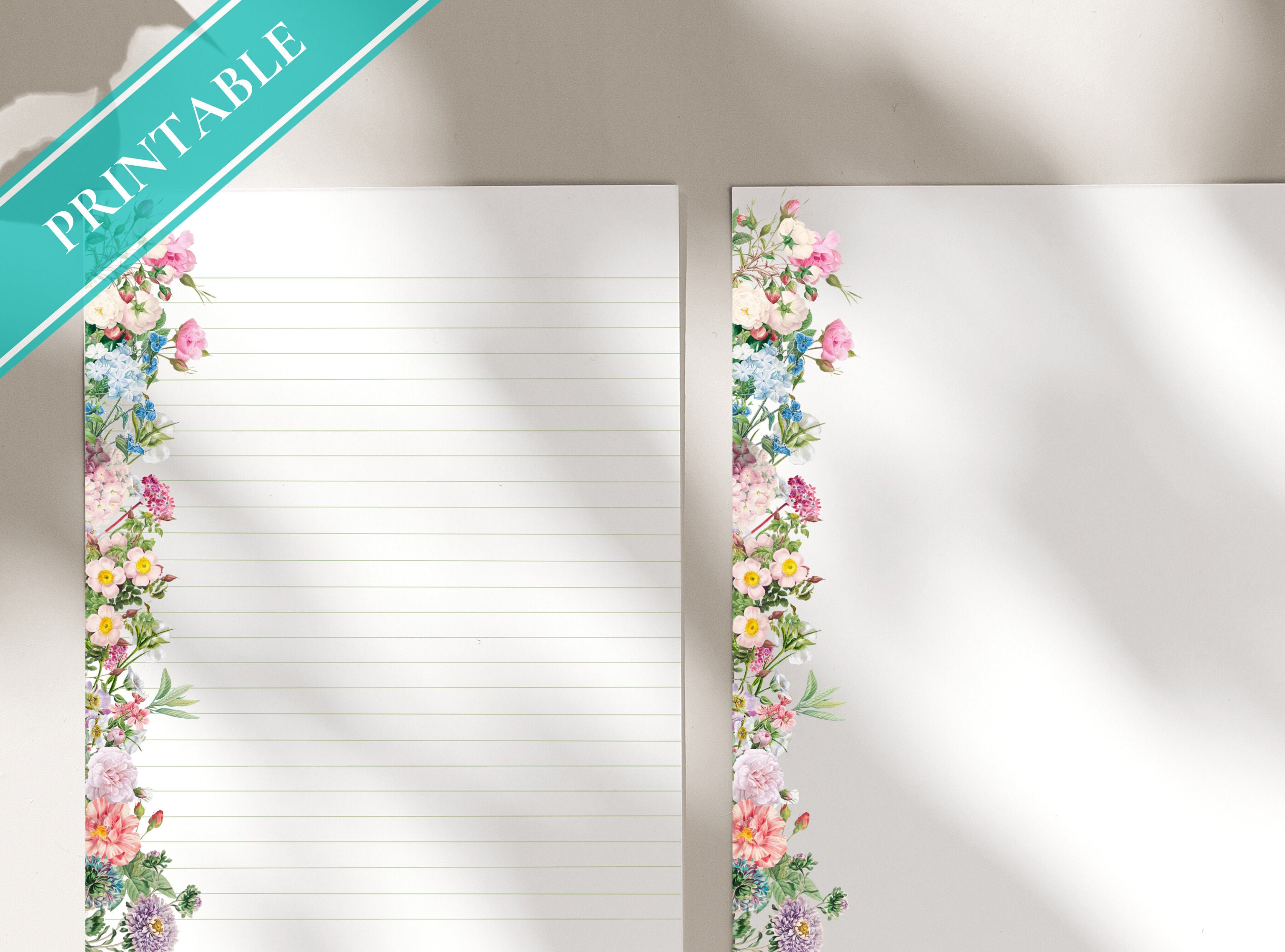 Vintage Flowers Letter Writing Paper Printable Stationery Love Letter ...