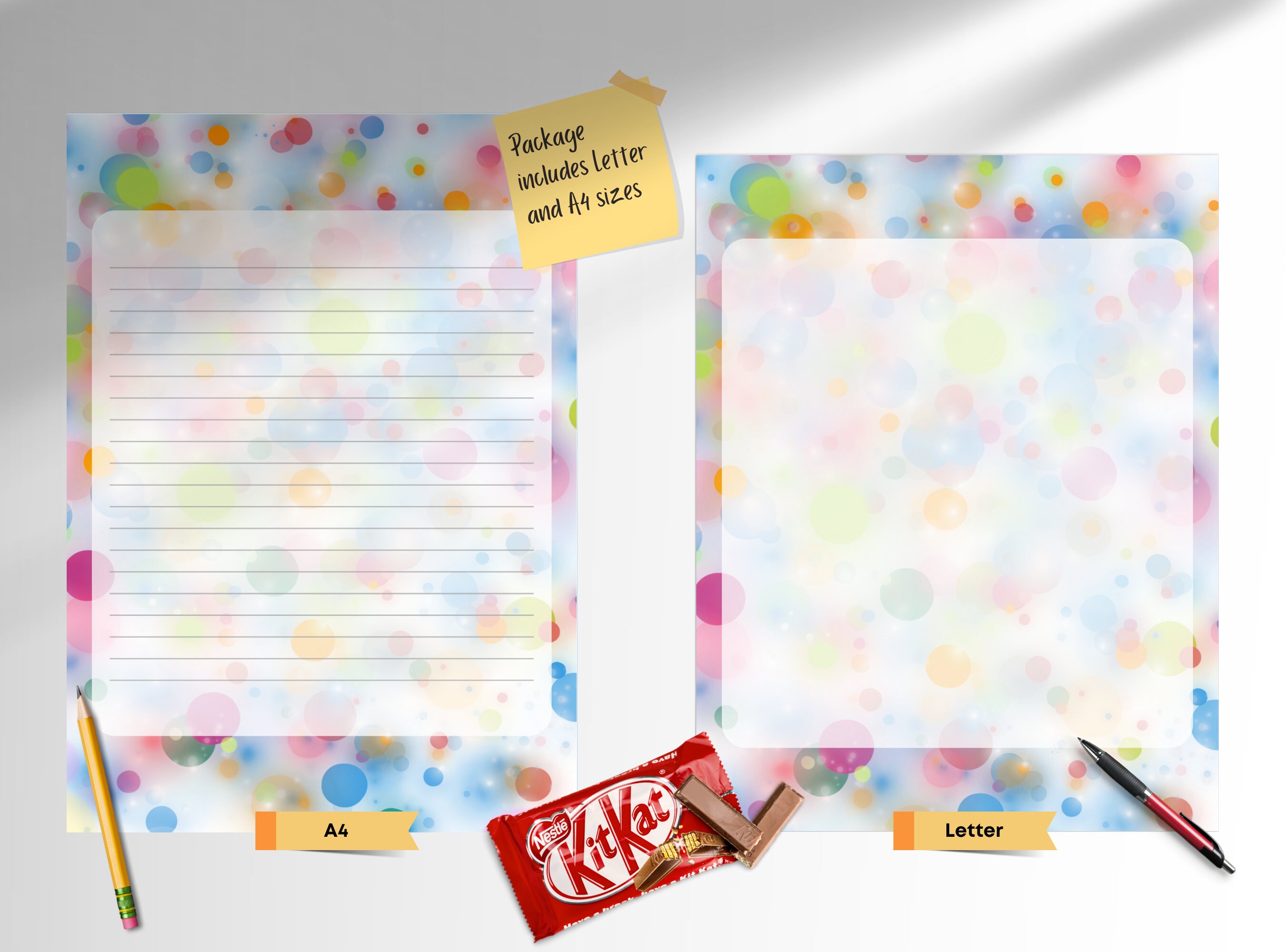 Bubbles Glow Printable Stationery Paper Colorful Bubbles, Party Journal ...