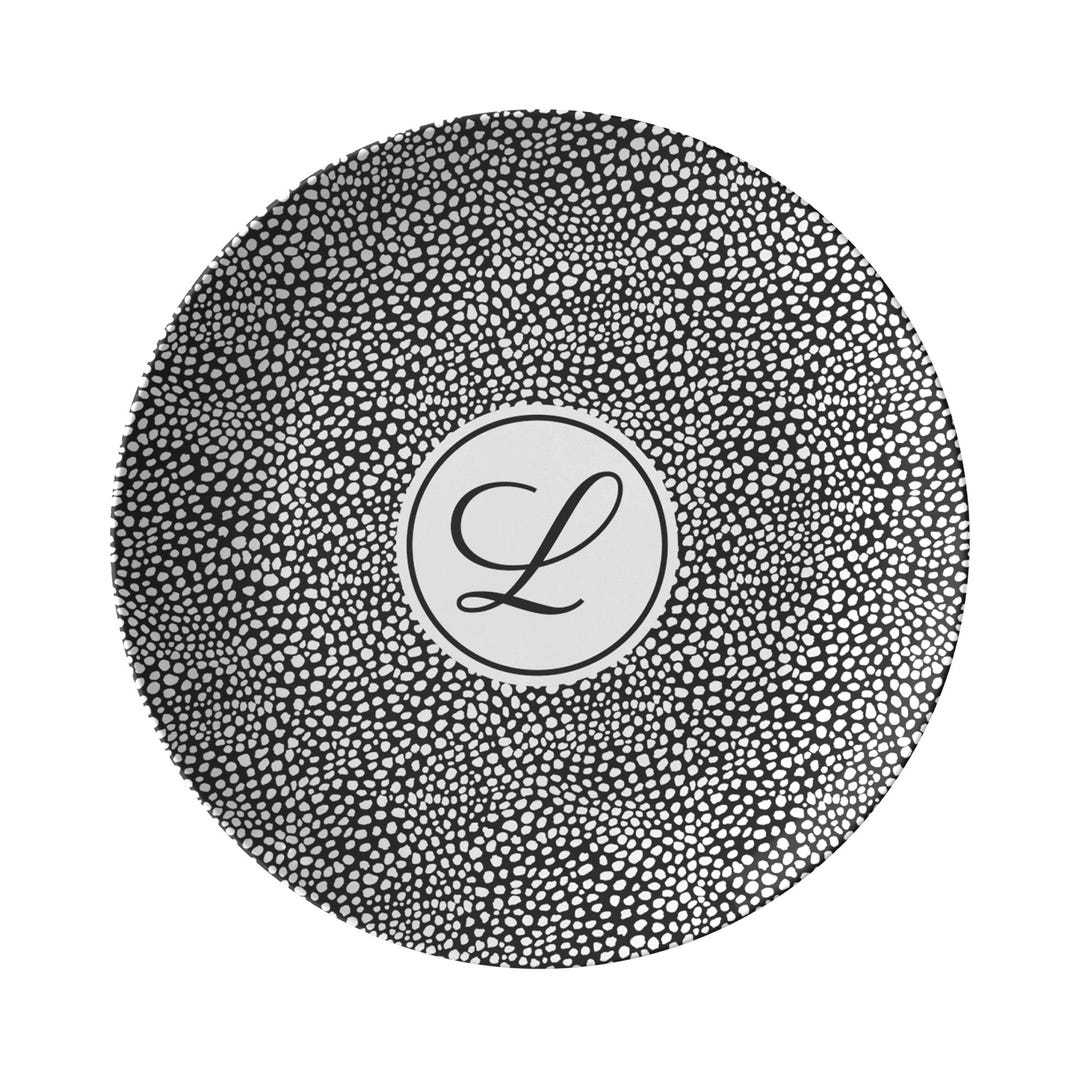 Custom Monogram Plate, Black and White Cheetah, Luxury Plastic, Choose ...