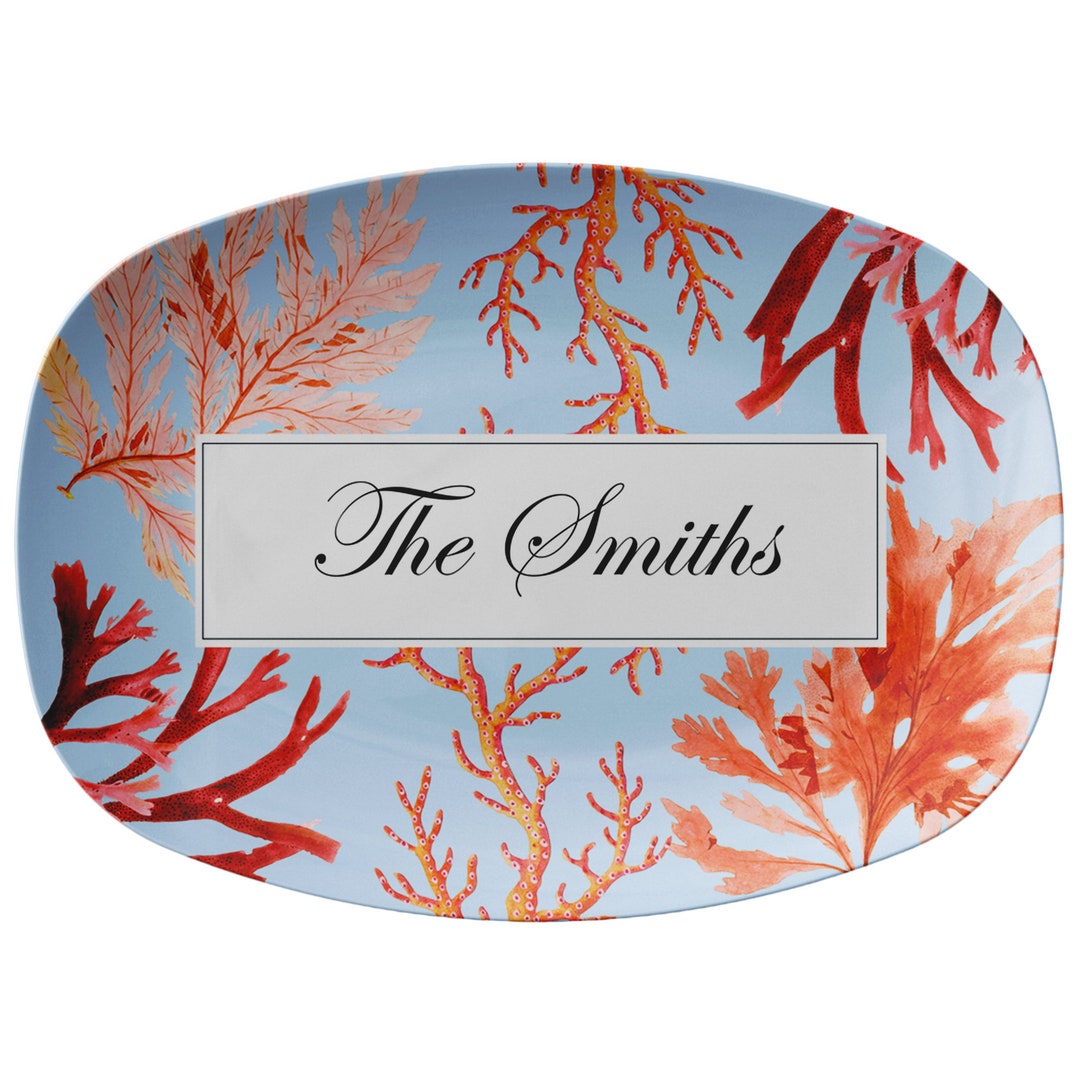 Personalized Ocean Reef Platter, Sea Coral Platter, Sky Blue, Plastic ...