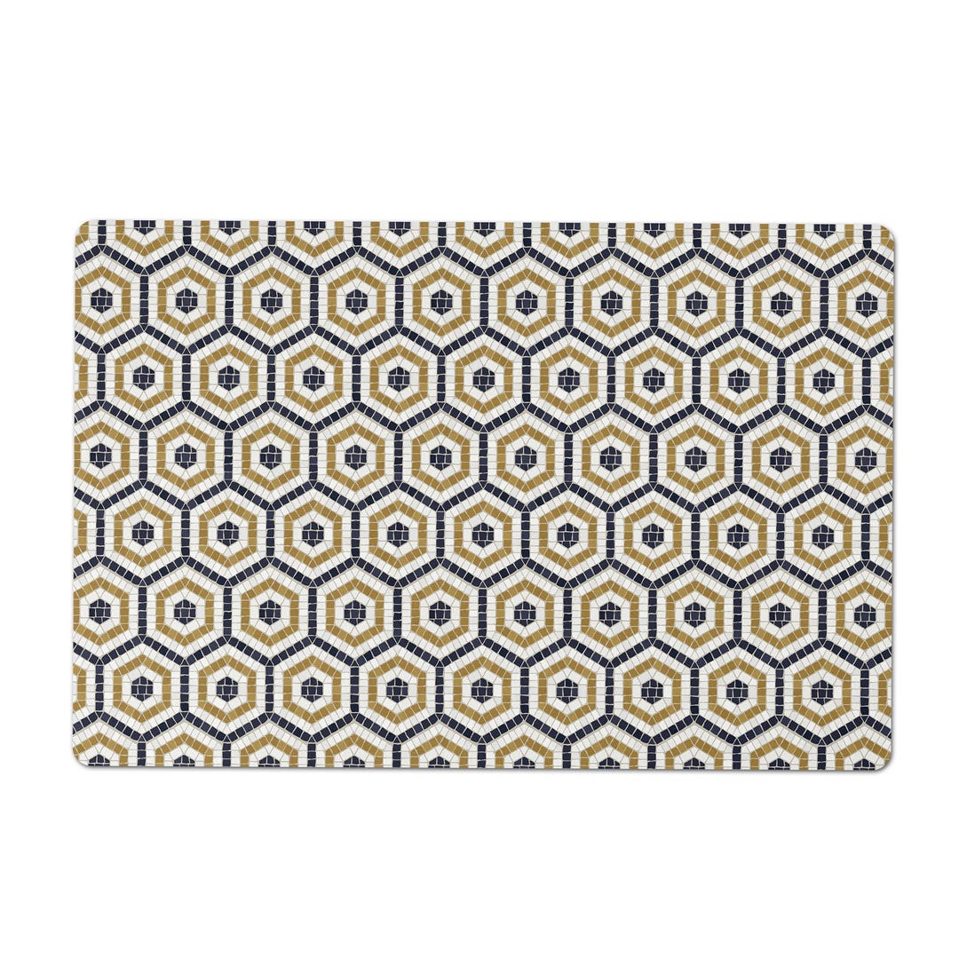 Mosaic Bistro Tiles Print Pet Feeding Mat, Hexagon Pattern, Dog Cat ...