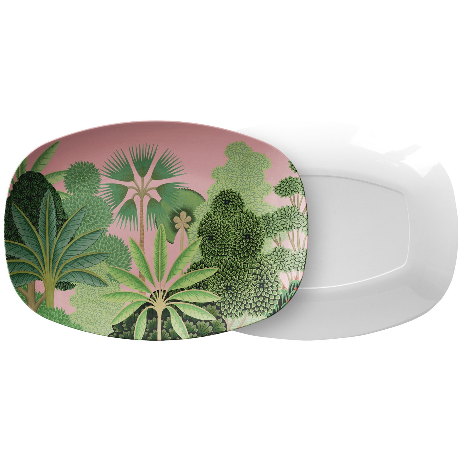 Tropical Serving Platter, Pink & Green, Palm Trees Platter, Luxury ...