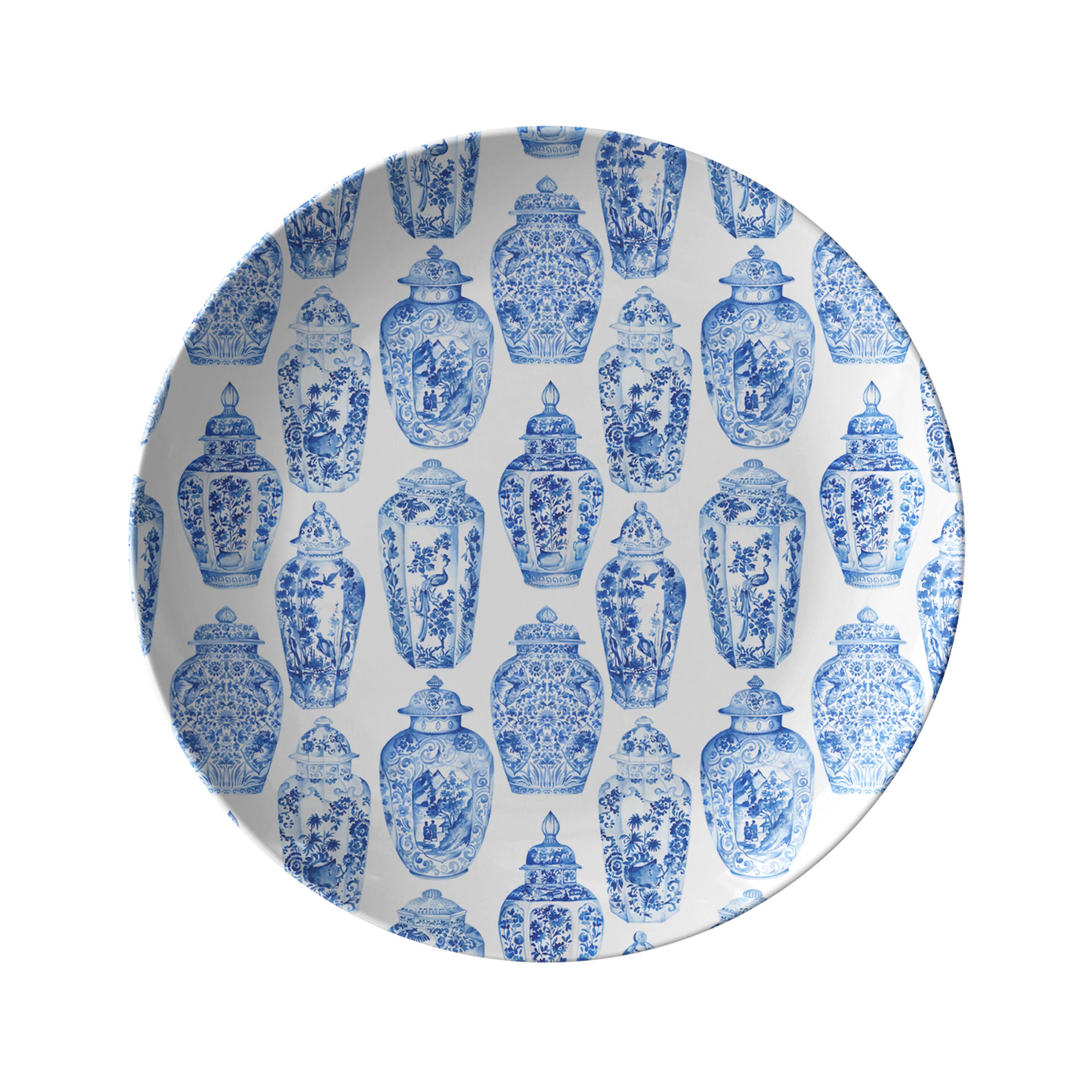 Ginger Jar Plates, Set of 4, Chinoiserie Plate Set, White & Blue ...
