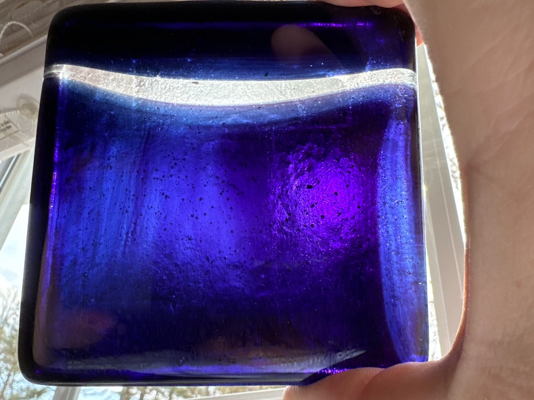 Blenko Architectural 4 Inch Glass Tile 3404 Violet With Abstract Clear ...