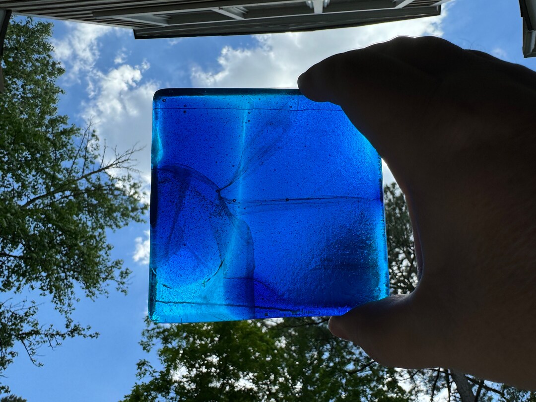 Blenko Architectural 4 Inch Glass Tile 3332 Beautiful Multi-color Blues ...