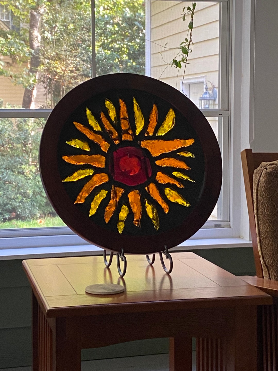 The Red Sun - Blenko Dalle De Verre Art Piece - Etsy