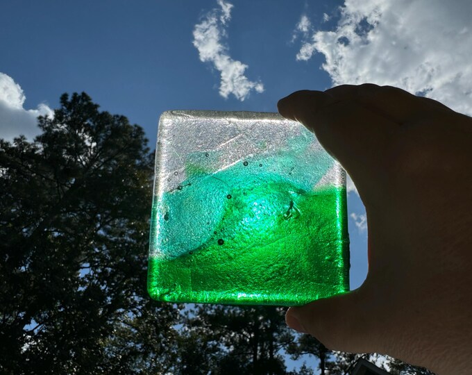 Blenko Architectural 4 Inch Glass Tile Multi-colored Blue on Clear - Etsy