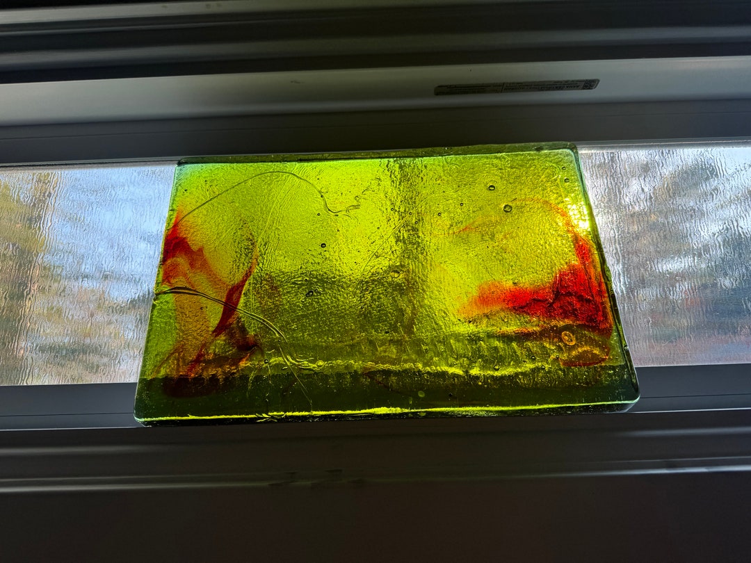 Blenko Dalle De Verre Yellow / Green and Some Red Wisps one of a Kind ...